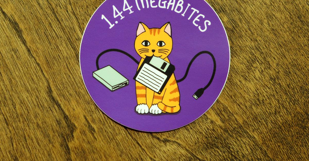 Cat And Floppy Disk Sticker Shop 4621